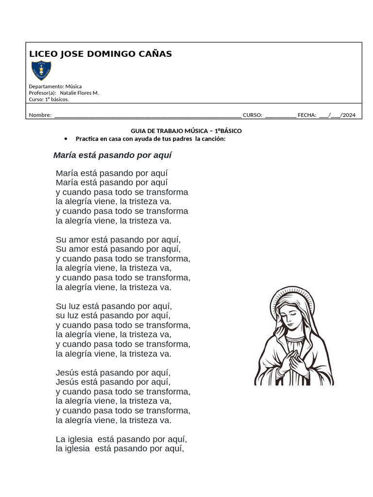 Guía de la canción "María está pasando" | PDF | Religión y espiritualidad