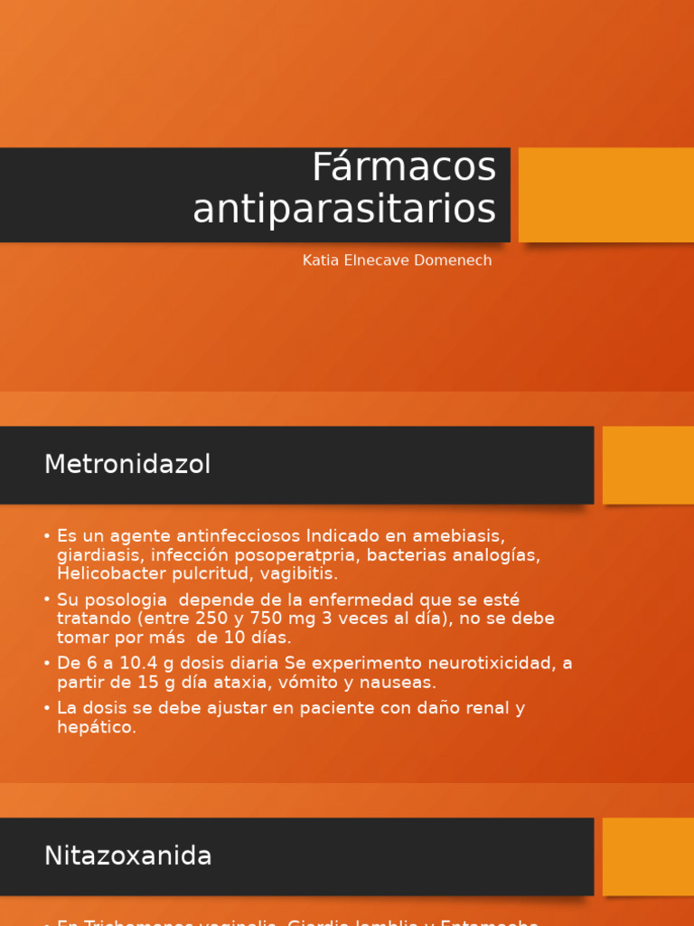 Farmacos Antiparasitarios | PDF | Diarrea | Medicina CLINICA