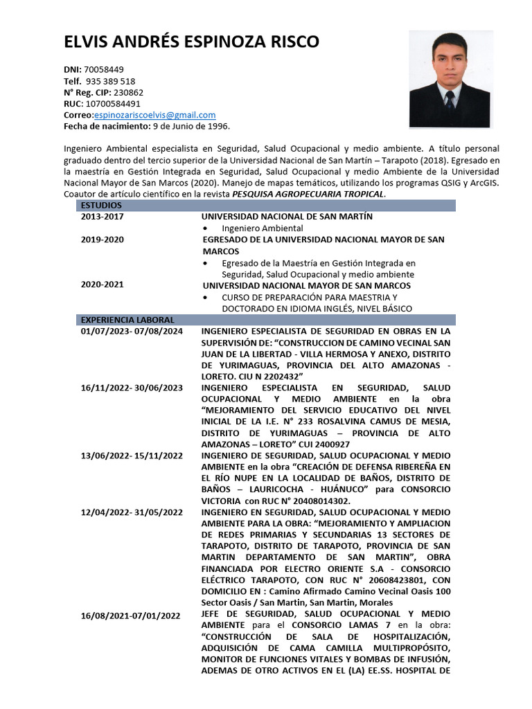 Ing Seguridad Elvis Andres Espinoza Risco | PDF