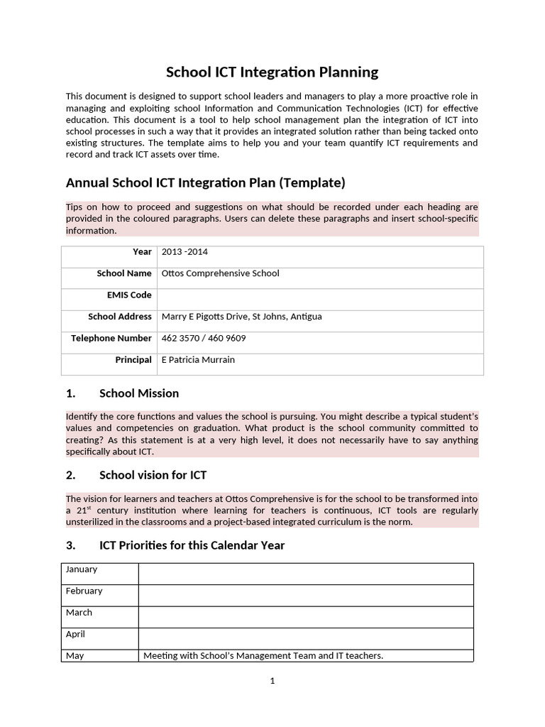 Gail-School ICT Integration Planning Template-Section A | PDF ...
