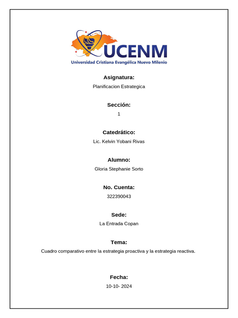 Comparativa: Estrategias Proactivas vs Reactivas | PDF | Planificación ...