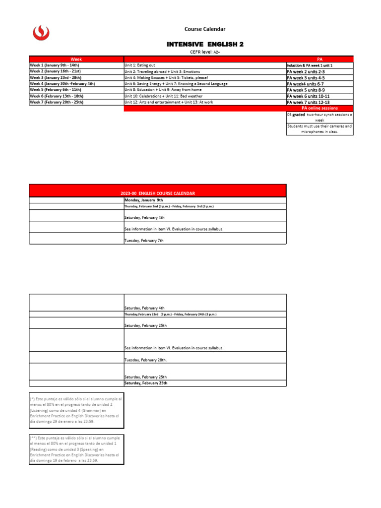Calendario Inglés UPC 2023-00 | PDF | Qualifications | Educational ...