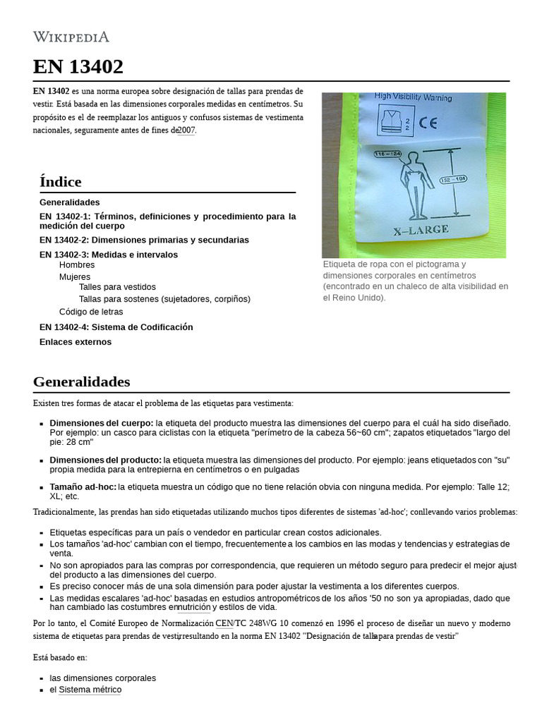 Norma Tallas en - 13402 | PDF | Ropa