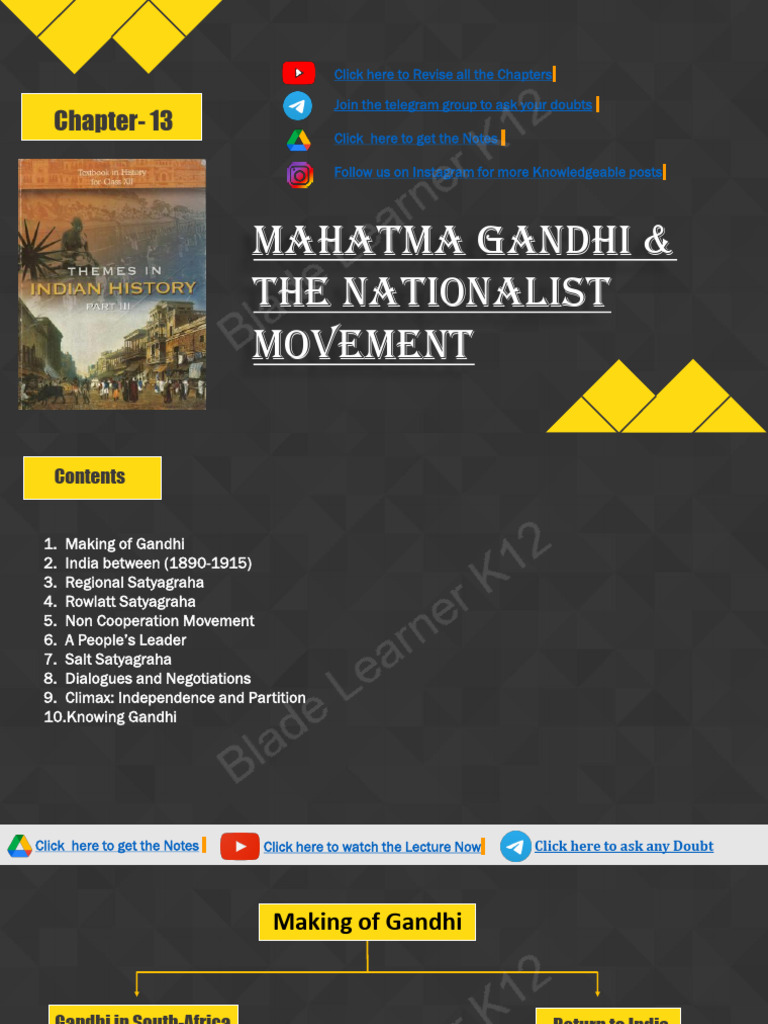 Chapter 13 Mahatma Gandhi and Nationalist Movement | PDF | Mahatma ...