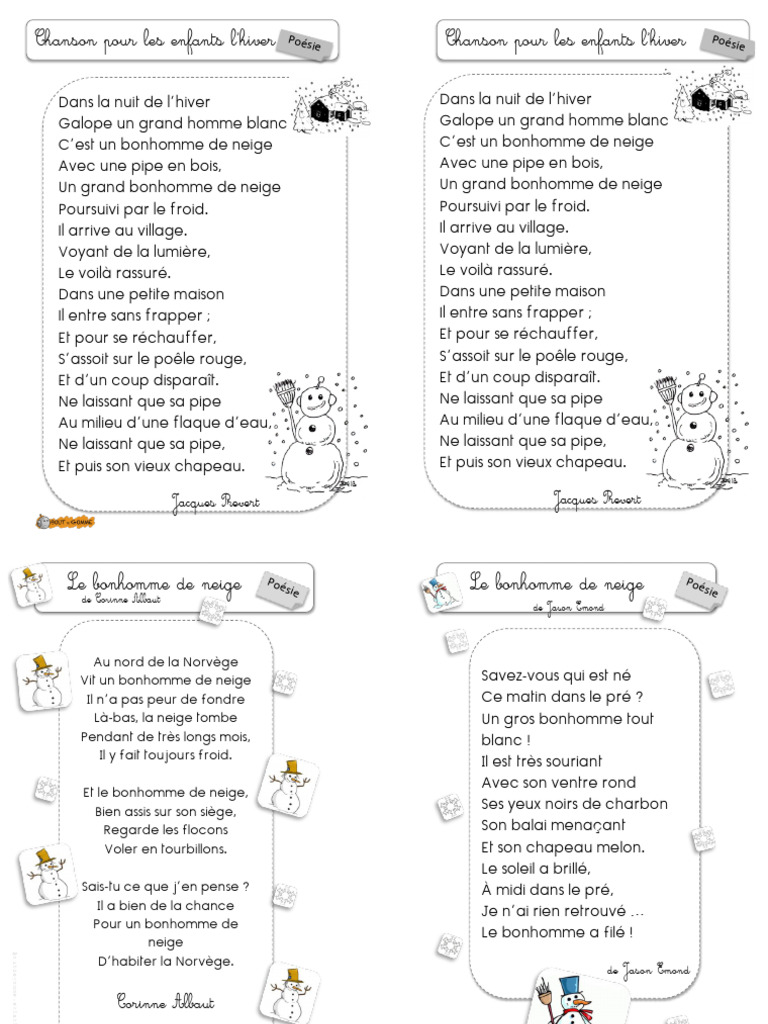 Chanson Pour Les Enfants L Hiver | PDF | Neige