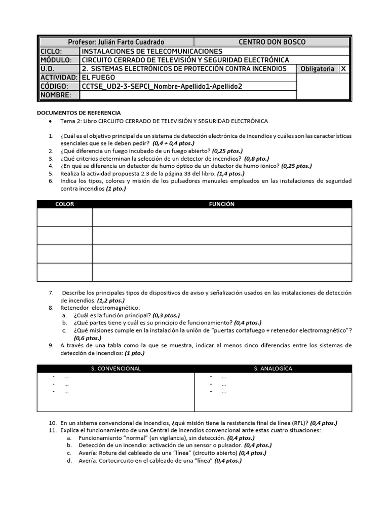 Act - 2-3 - Sist Elec Protecc Incendios - (24-25) | PDF | Ciencia y matemáticas | Tecnología