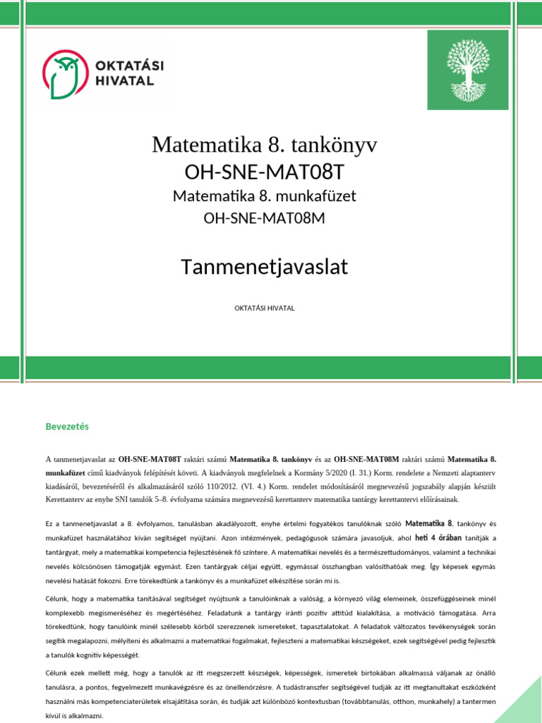 OH SNE MAT08T - Tanmenet 1 | PDF