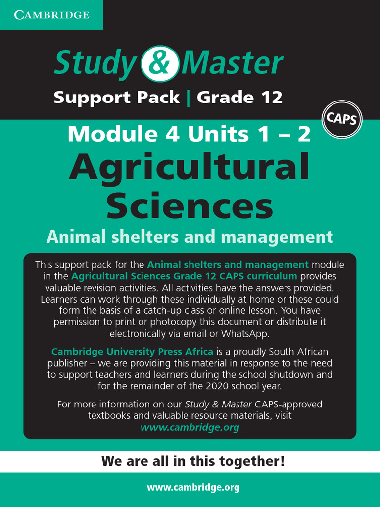 Study Master Gr12 AgriScienc Animal Shelters Management | PDF | Cattle ...
