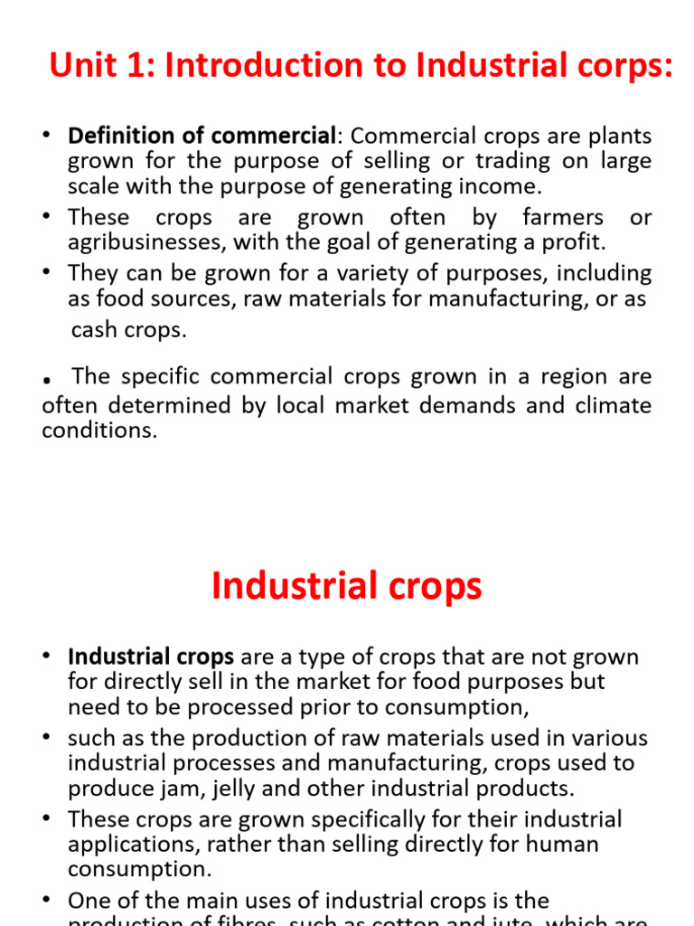 Overview of Industrial Crops and Their Impact | PDF | Agriculture ...
