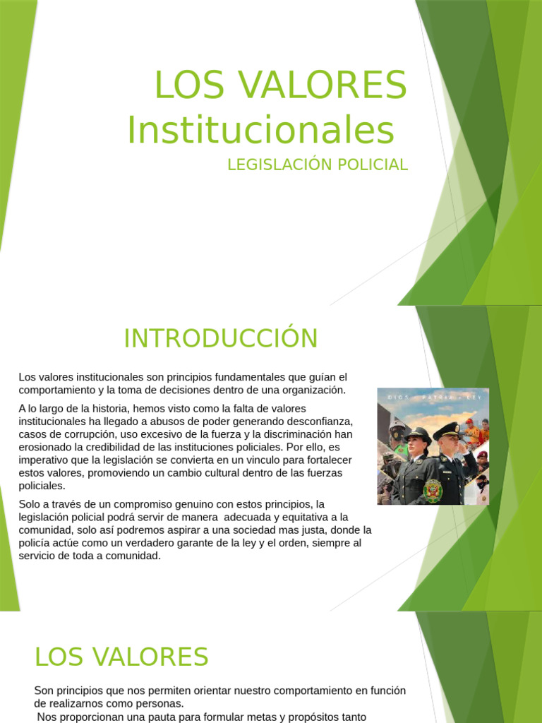 LOS VALORES Institucionales | PDF | Policía | Valores