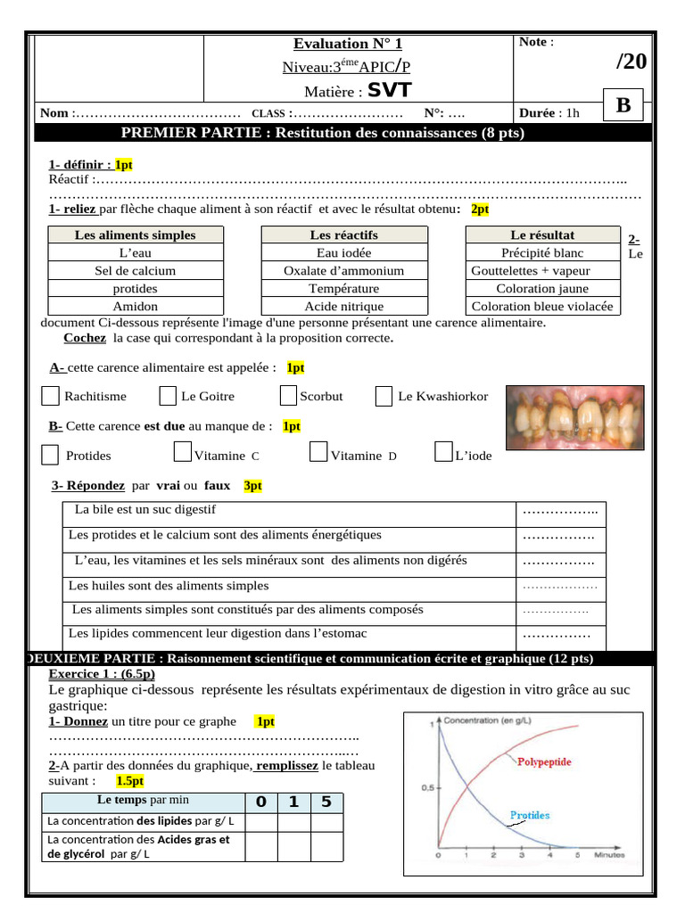 Devoir N1 Semestre 1 SVT 3AC Modele Word 2 | PDF