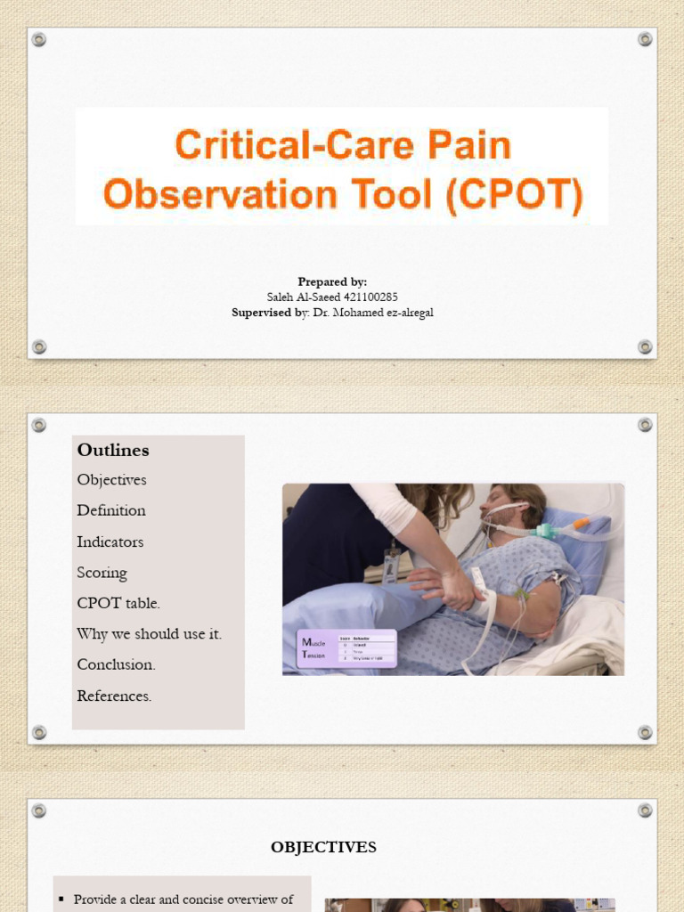 Critical Care Pain Observation Tool Cpot - Saleh Al-Saeed | PDF ...