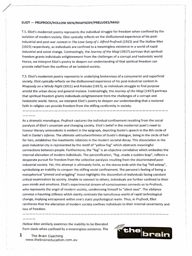 Eliot All 5 Poems Paragraphs | PDF | T. S. Eliot