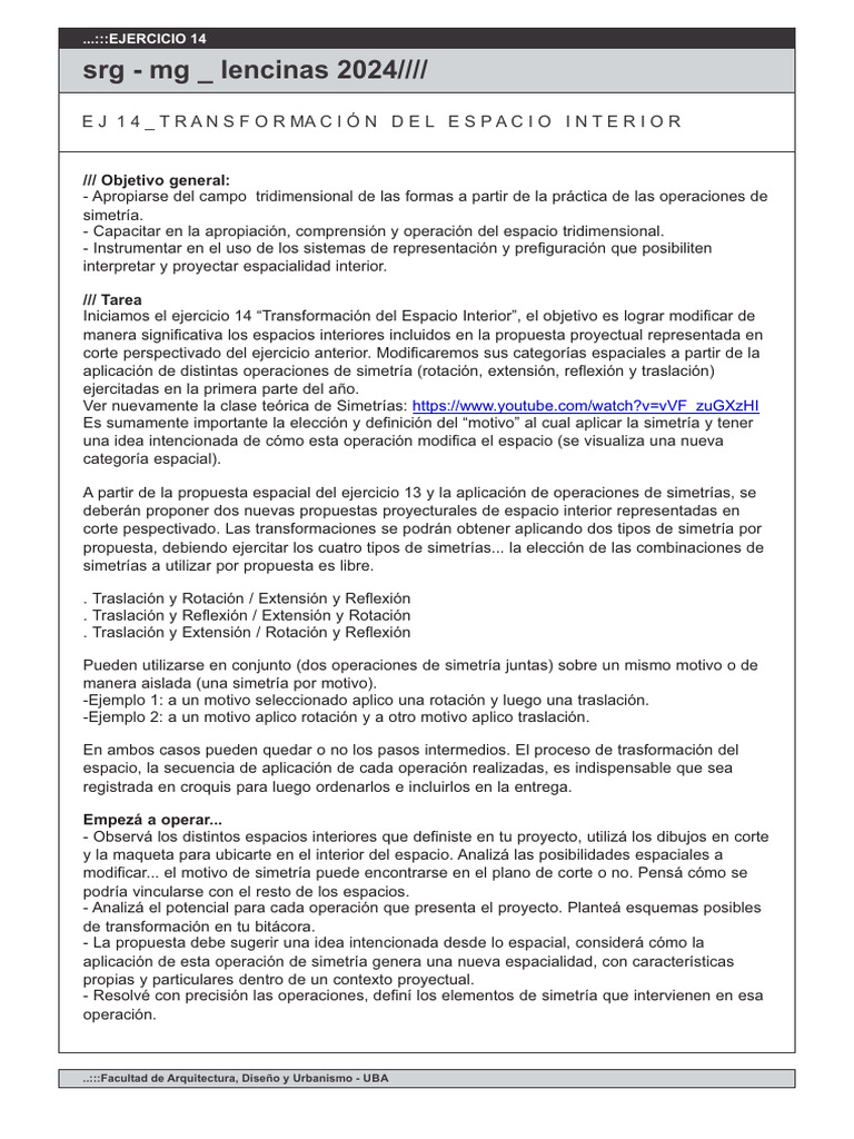 SRG - EJ - 14-SIMETRIAS Espacio Interior | PDF | Simetría | Rotación
