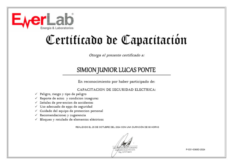 Certificado Cap - Elec - Simion Lucas 2024 | PDF