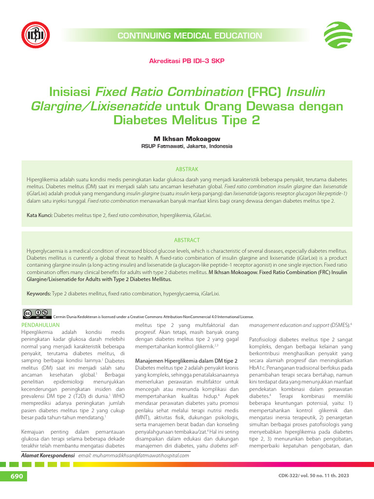 Inisiasi Fixed Ratio Combination (FRC) Insulin Glargine-Lixisenatide ...