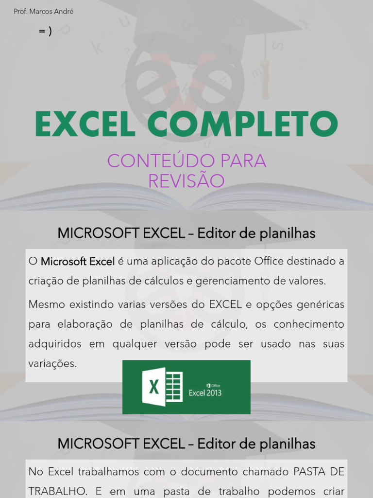 Guia Completo de Microsoft Excel | PDF | Microsoft Excel | Função ...