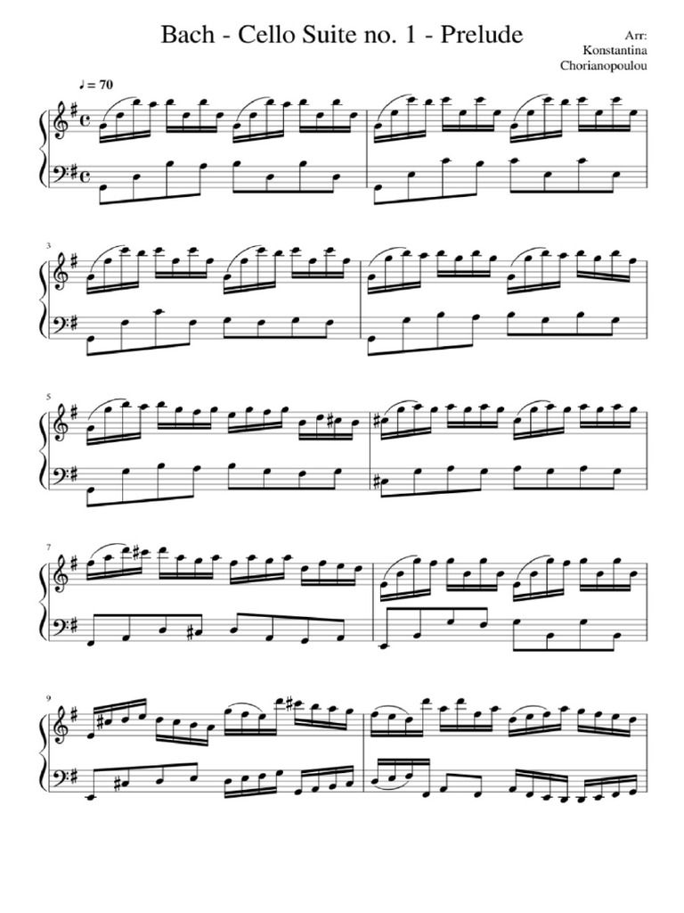 Bach Cello Suite No. 1 in G Major | PDF