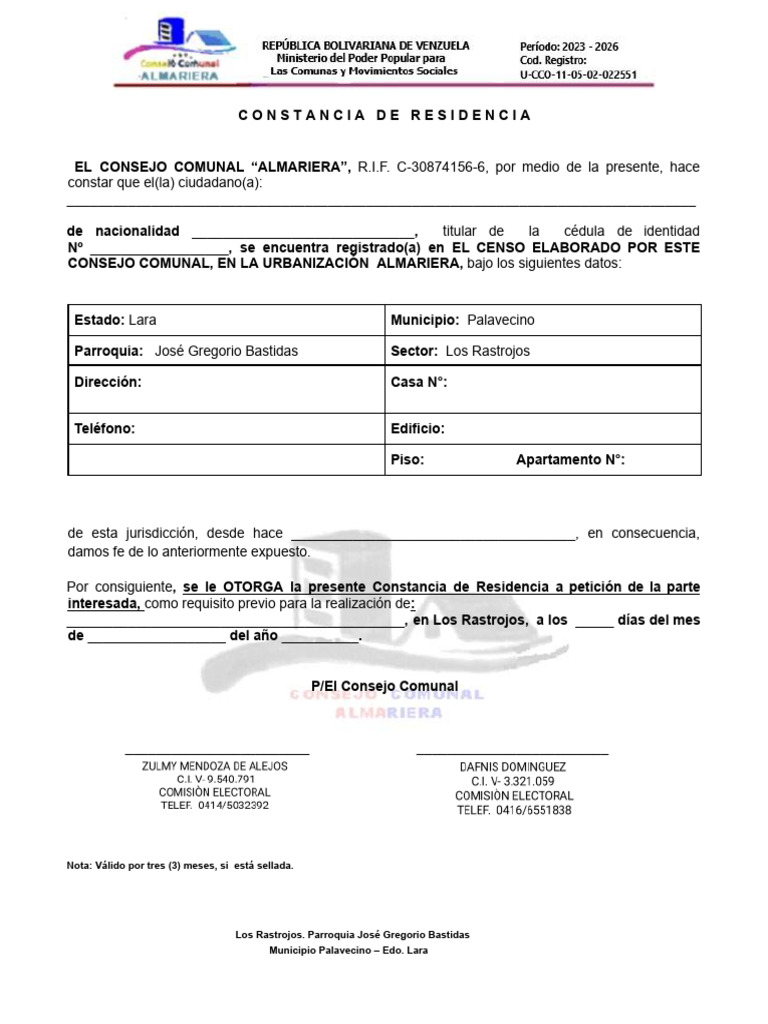 Plantilla Constancia de Residencia | PDF