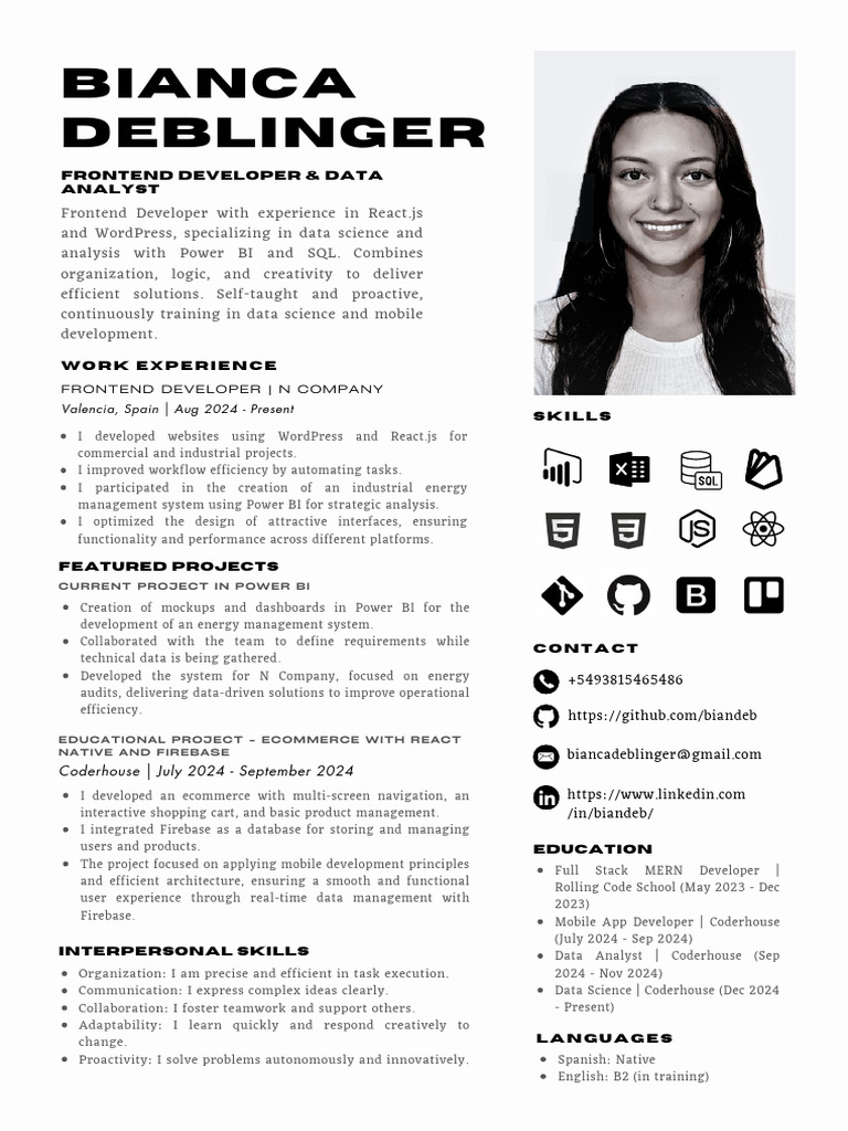 Deblinger Bianca - Curriculum EN | PDF | Data Science | Databases