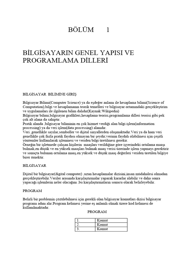 Bolum 1 Bilg Bil Gir | PDF