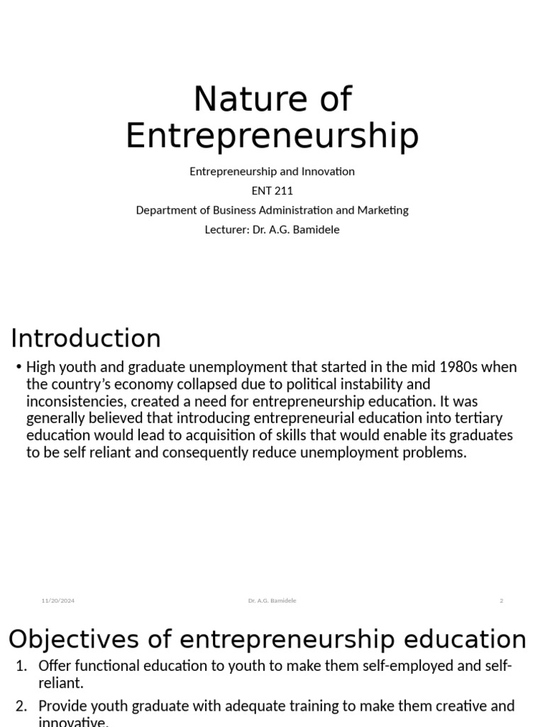 Nature of Entrepreneurship | PDF | Entrepreneurship | Economies