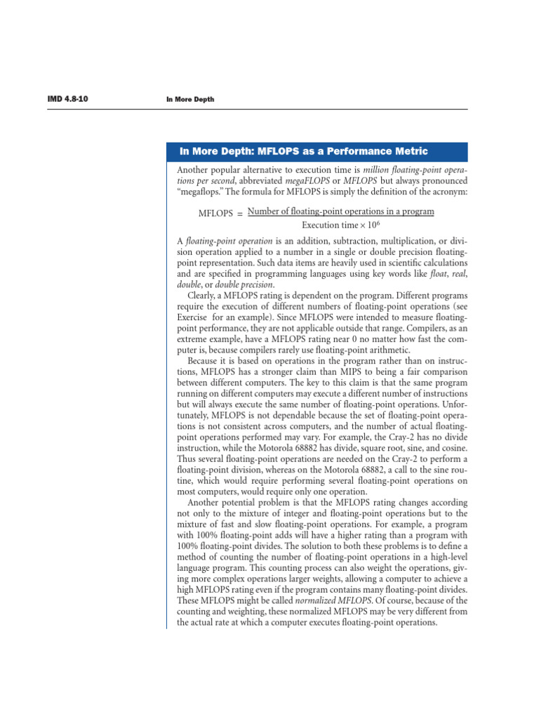 Patterson - Hennessy - MFLOPS As A Performance Metric | PDF | Mean ...