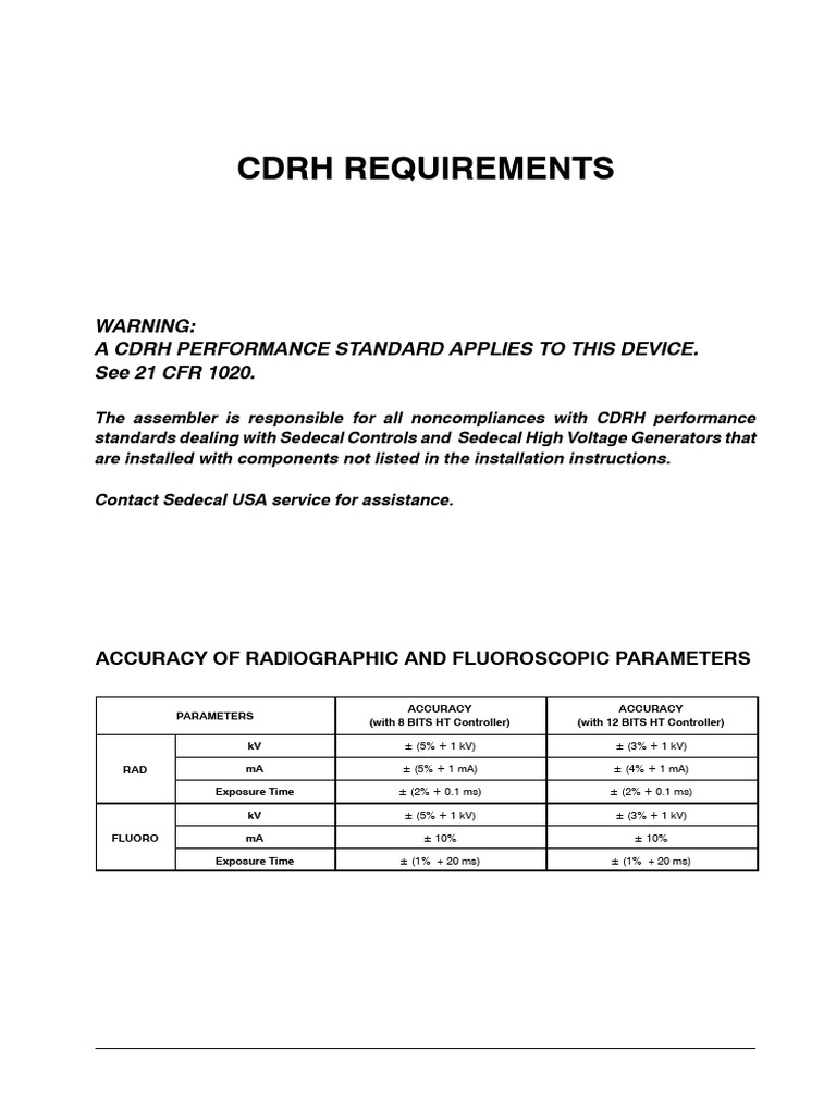 CDRH Requirements | PDF
