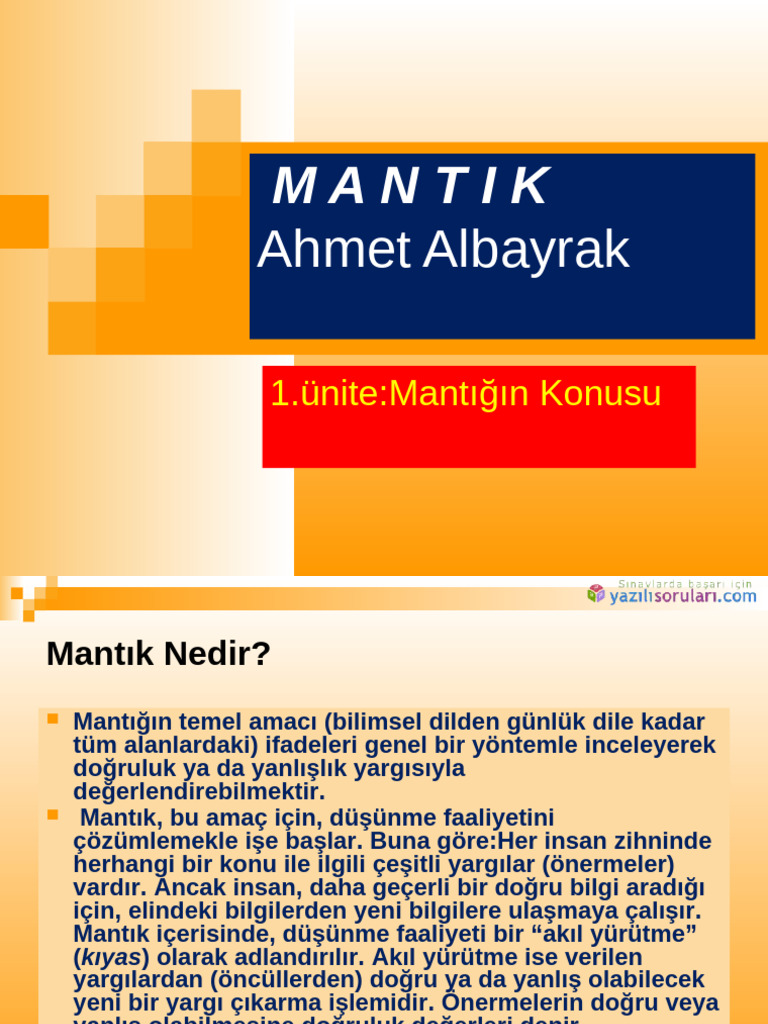 1-Mantik Dersinin Konusu | PDF