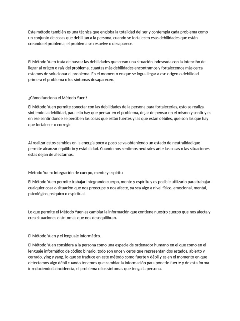 Método Yuen: Fortalece tu ser integral | PDF | Mente | Pensamiento