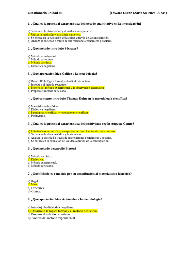 Cuestionario de La Unidad Iii Seleccion Multiple | PDF