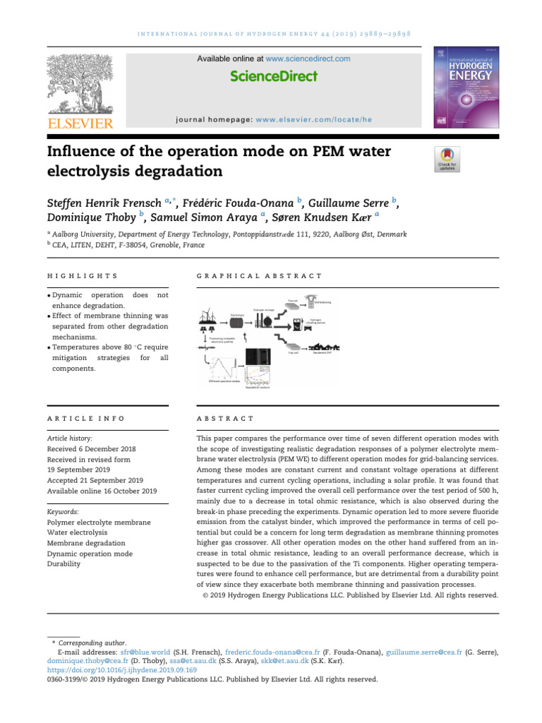 Influence of The Operation Mode On PEM Water Electrolysis Degradation ...