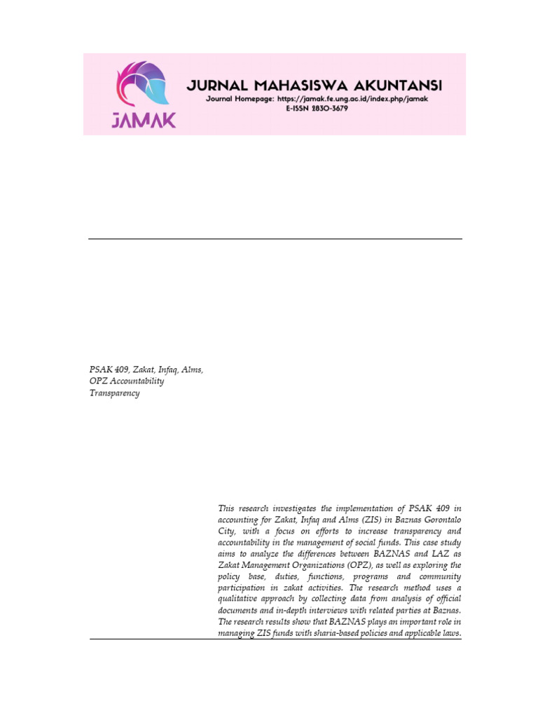 Jurnal Akuntansi Zakat PSAK 409 | PDF