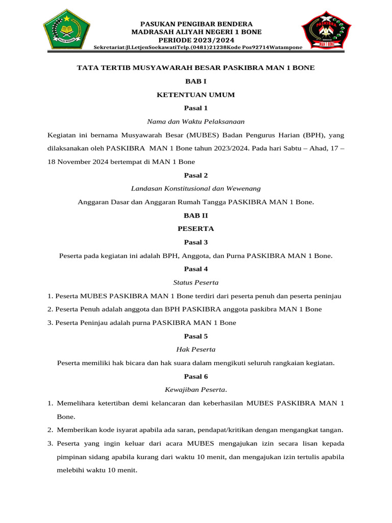 Tata Tertib Mubes | PDF