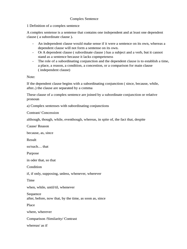 Complex Sentence | PDF | Philosophy | Language Arts & Discipline