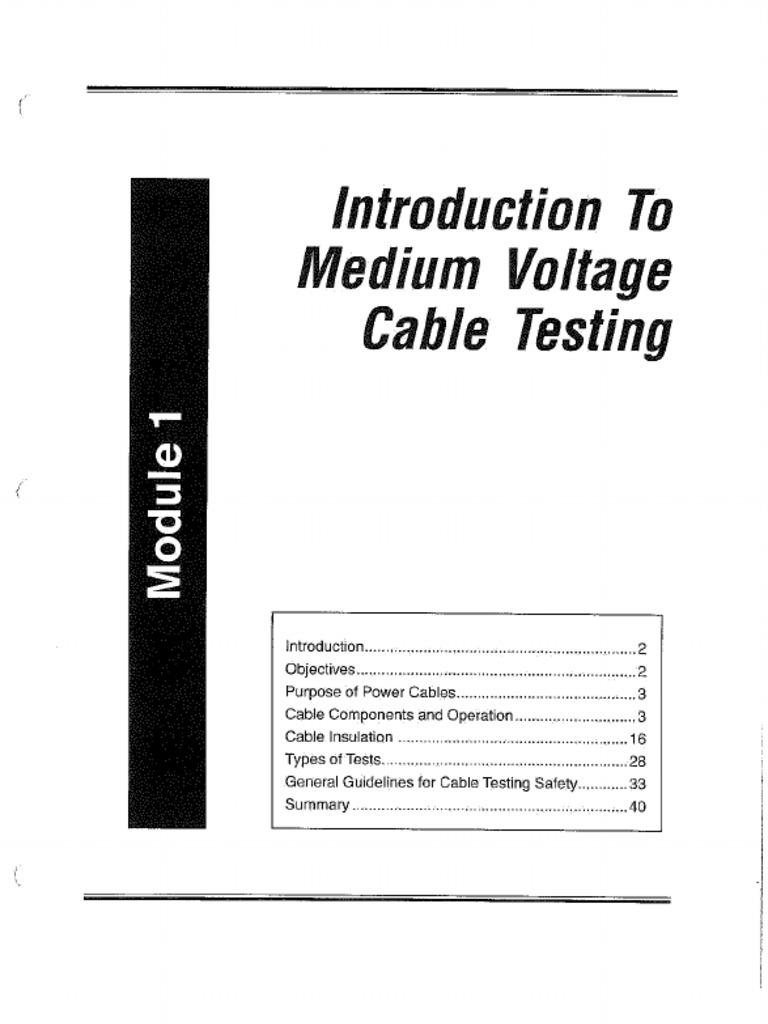 MODULE 1 - Introduction To Medium Voltage Cable Testing | PDF