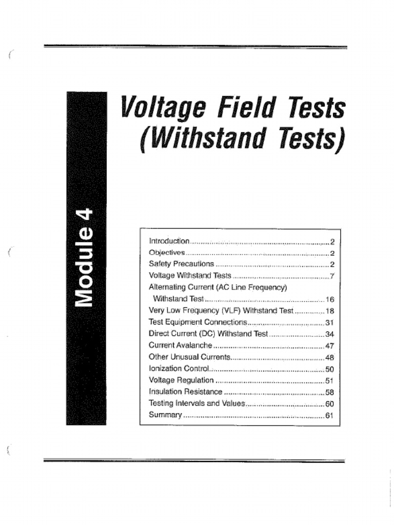 Module 4 Voltage Field Tests (Withstand Tests) | PDF