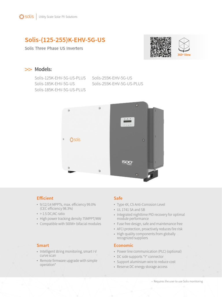 Datasheet Solis - (125-255) K-EHV-5G-US USA V1.0 2023 02 | PDF ...