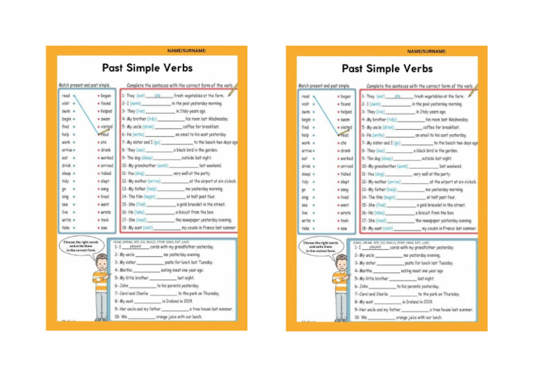 Past Verbs Worksheet | PDF