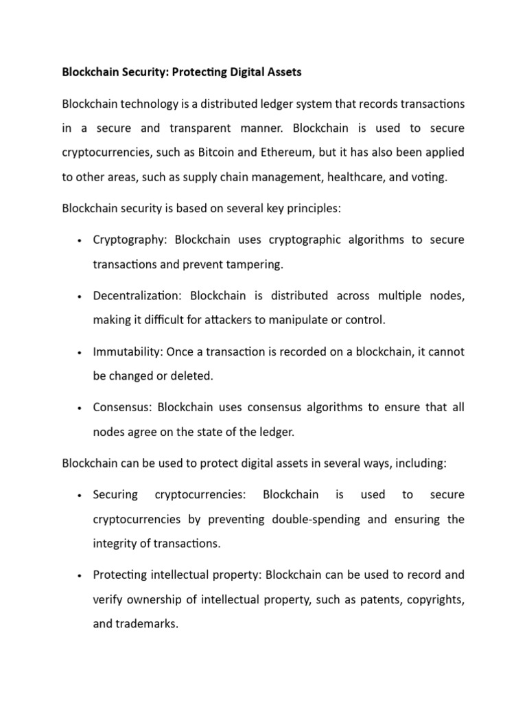 Blockchain Security Protecting Digital Assets Pdf Cryptocurrency