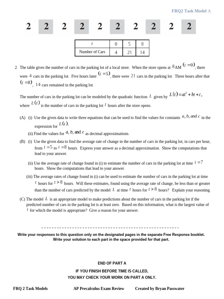 AP Precalculus FRQ2 Task Models | PDF | Numbers | Logarithm
