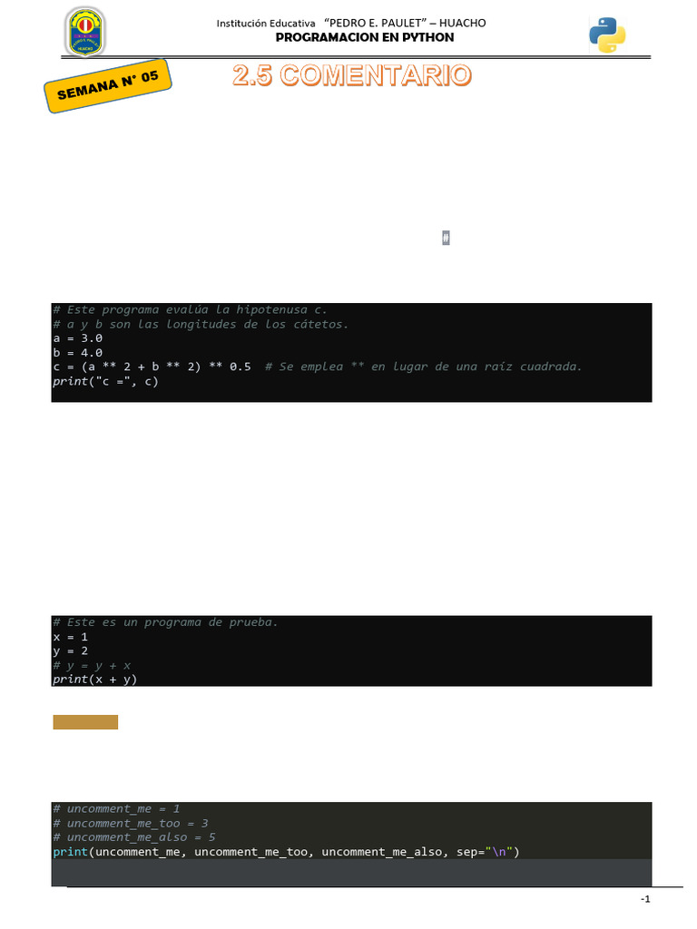 Hoja de Lección 05 Python | PDF | Python (lenguaje de programación) | Lenguaje de programación