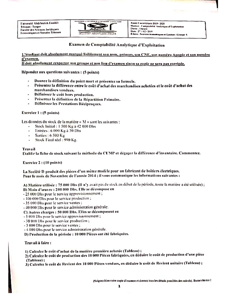 Compta Session Normal 2020 GRP A-1 | PDF
