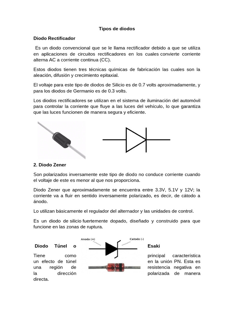 Tipos de Diodos | PDF | Diodo | Diodo emisor de luz