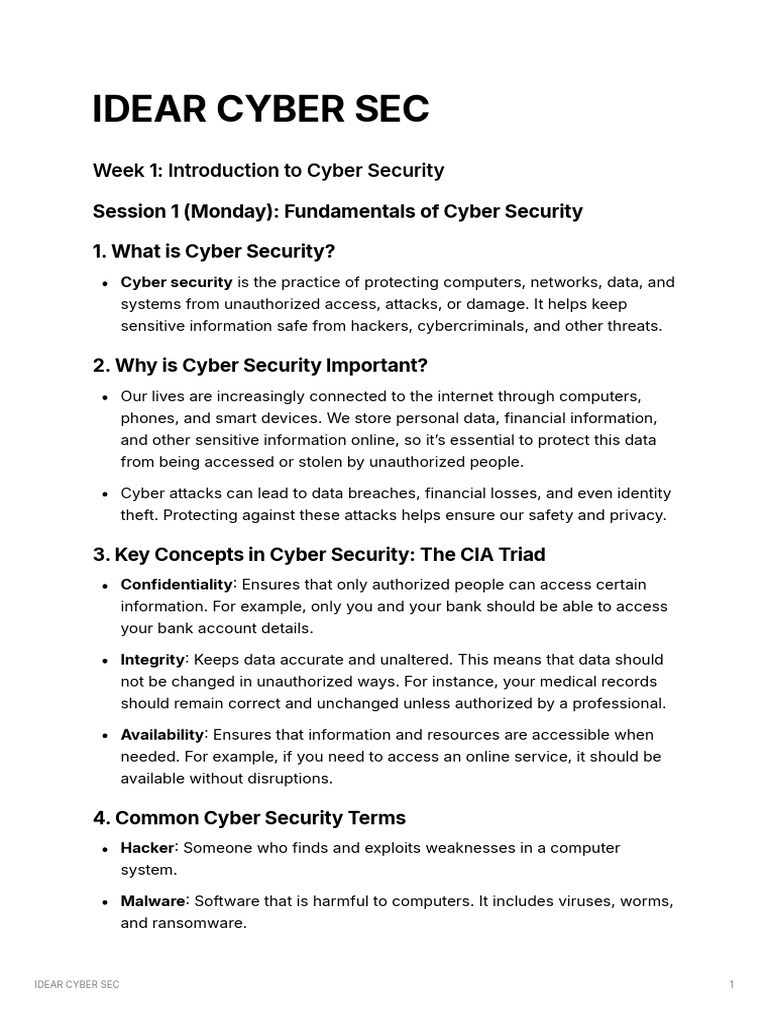 Cyber Sec Lecture Note | PDF | Security | Computer Security Cyber Sec Lecture Note | PDF | Security | Computer Security