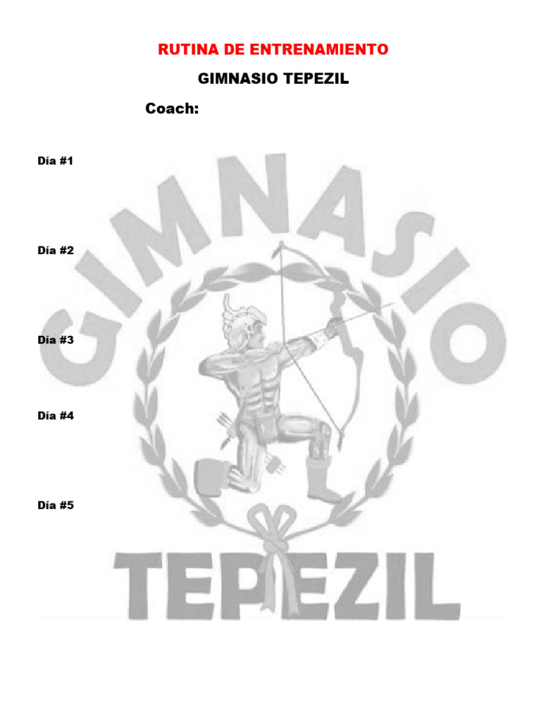 Rutina de Entrenamiento en Gimnasio Tepezil | PDF
