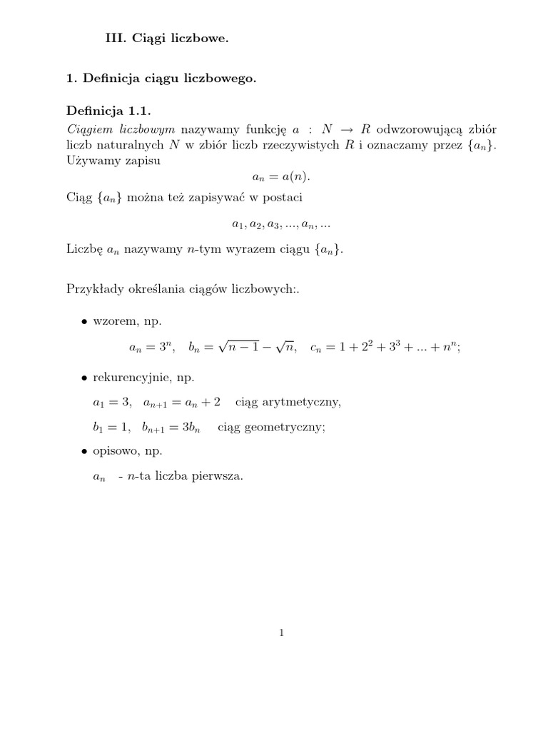 Wyk3 - Mat III. Ciagi Liczbowe | PDF