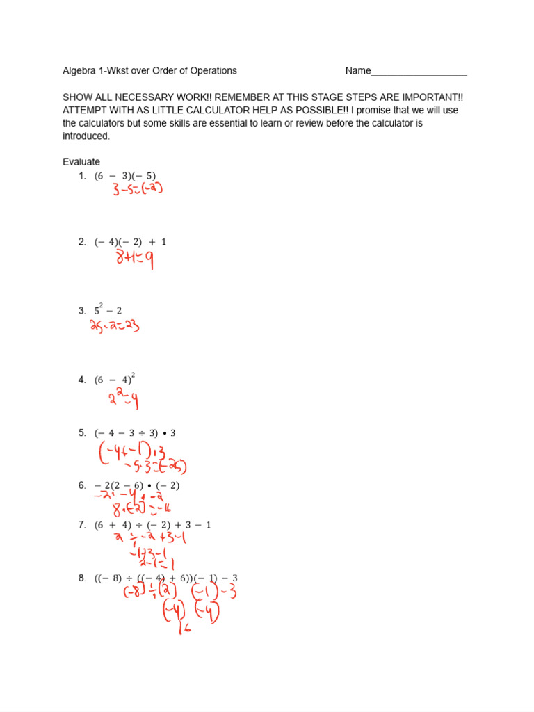 WKST Over Order of Operations | PDF