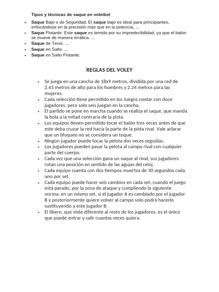 Reglas Del Voley | PDF