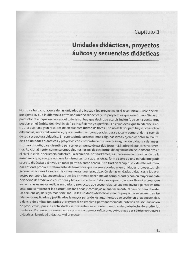 Unidades Didacticas Proyectos Aulicos y Secuencias Didacticas. Cap. 3 Brailovsky 1 | PDF
